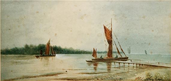 Francis Berry Berry | River scene with boats | MutualArt