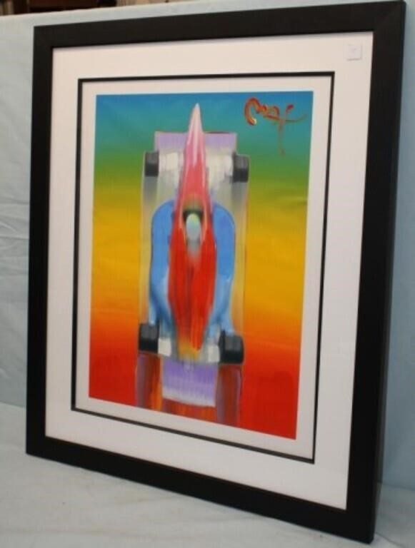 Peter Max | Indy 500 Race Car Acrylic on Paper | MutualArt