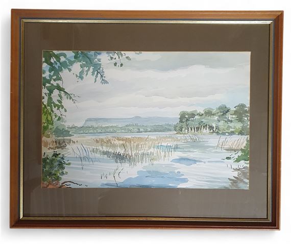 Bernard McDonagh | Watercolour of a Lake Scene with Benbulben in the ...