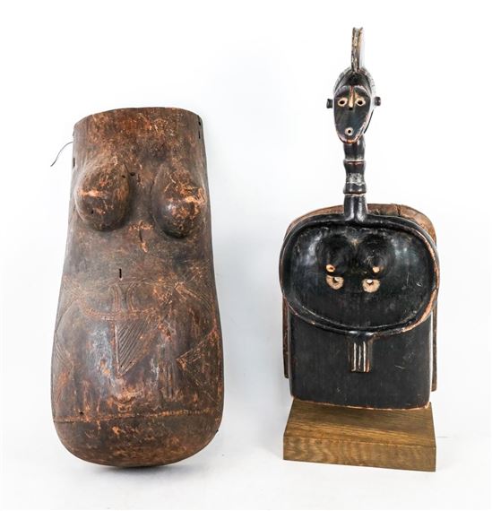 African School | 2 African Carved Fertility Masks | MutualArt