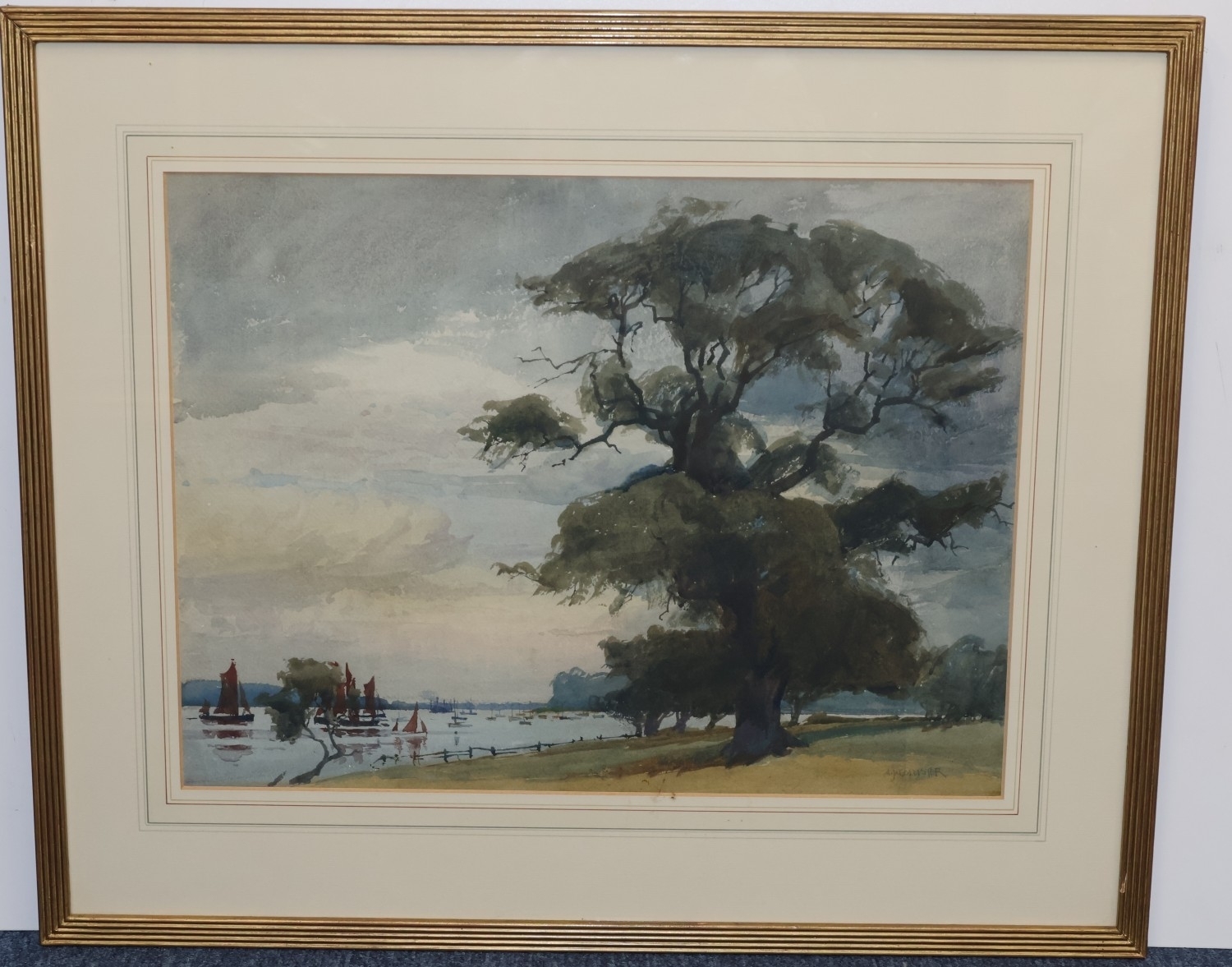 Alfred James Collister | looking towards estuary from wooded bank with ...