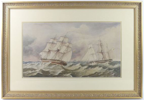 Isaac Joseph Witham | 19th century watercolour of two frigates at sea ...