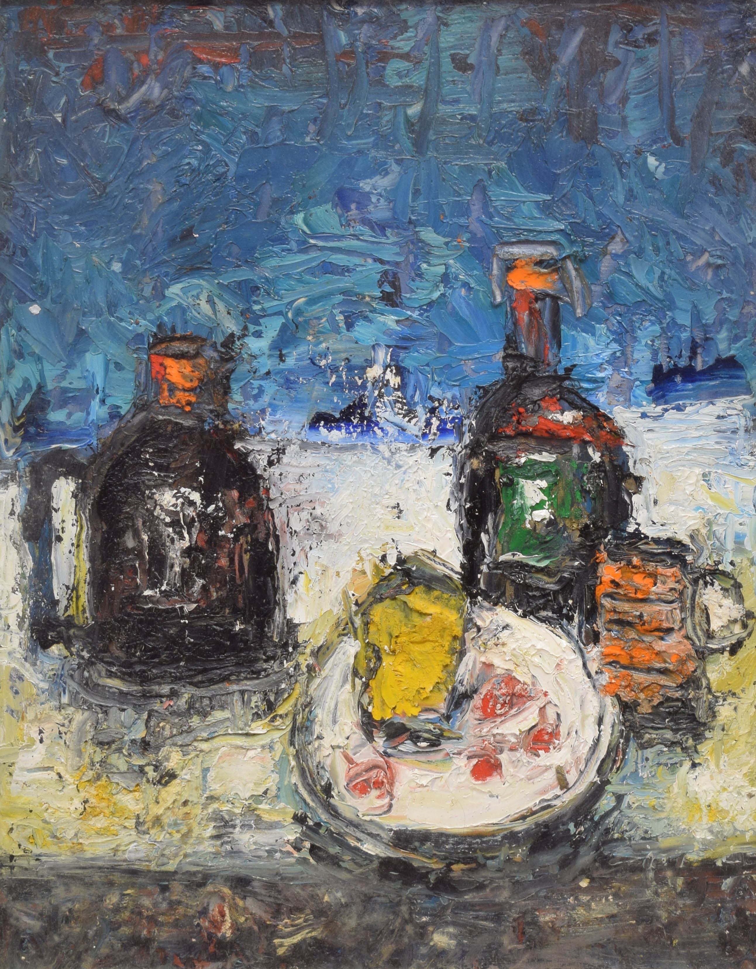 Barrington Tabb | Still Life with Cheese and Bottles | MutualArt