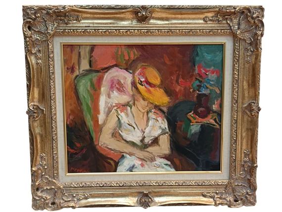 Pierre Cornu | Jeune femme au chapeau de paille | MutualArt