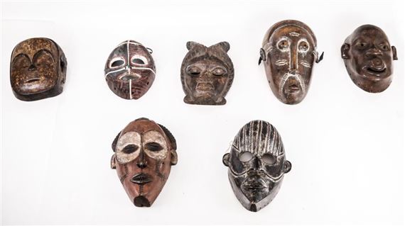 African School | Group of 7 Hand-Carved African Masks | MutualArt