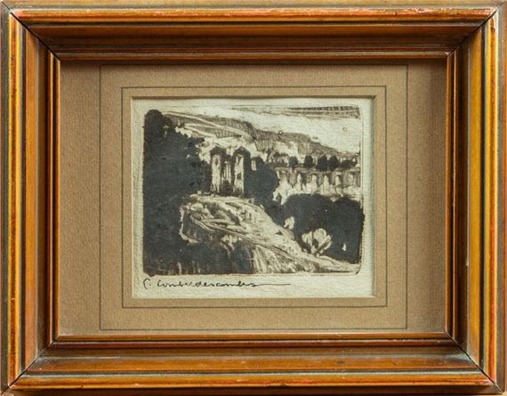 Pierre Combet-Descombes | Landscape with church and bridge | MutualArt