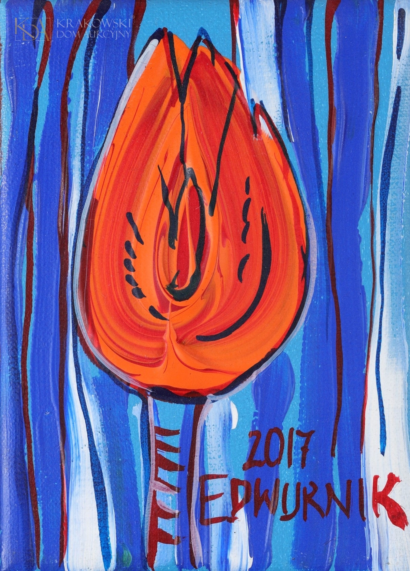 Edward Dwurnik | Czerwony tulipan (2017) | MutualArt