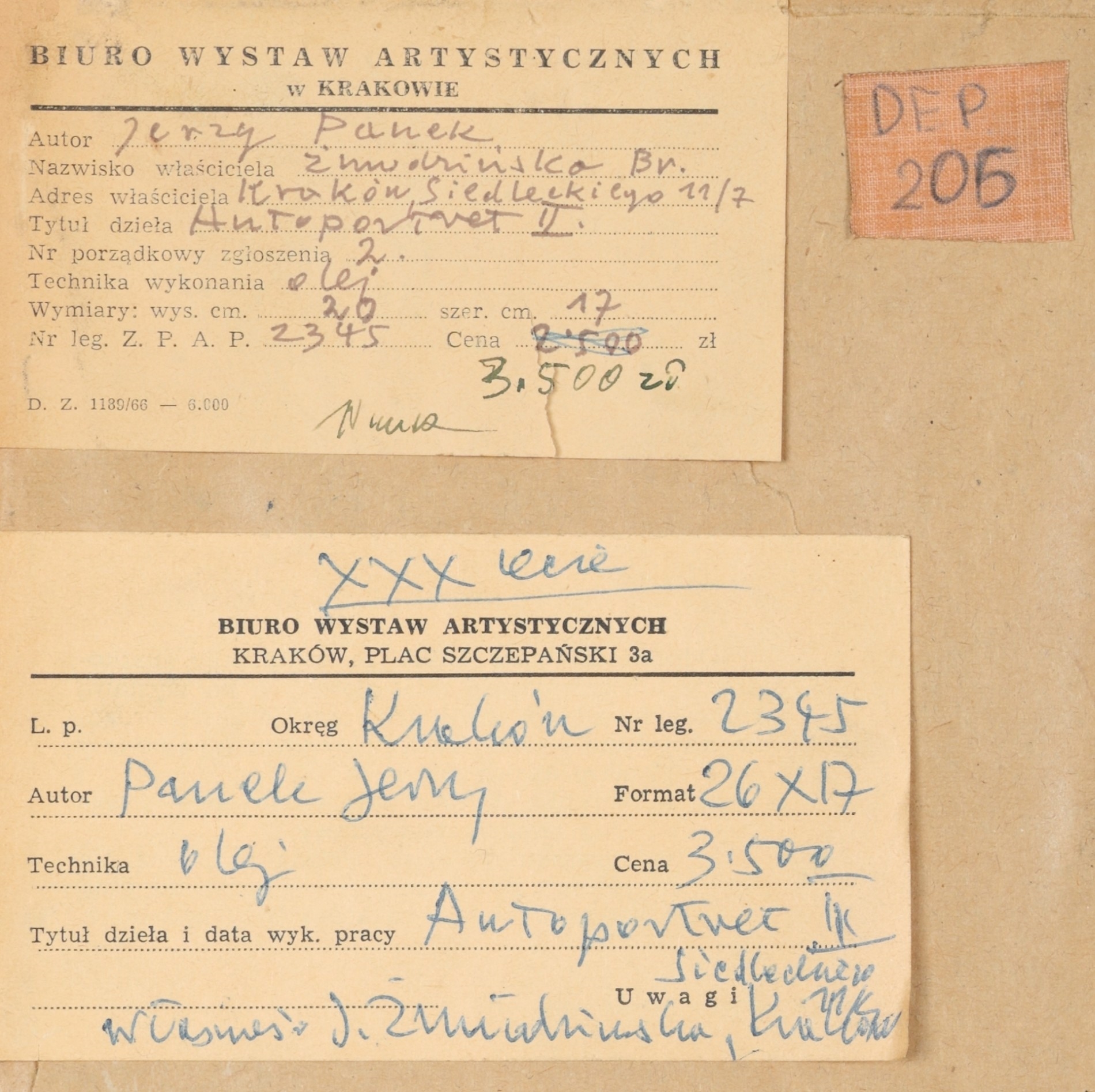 Jerzy Panek | Autoportret II (1962 (1962) | MutualArt