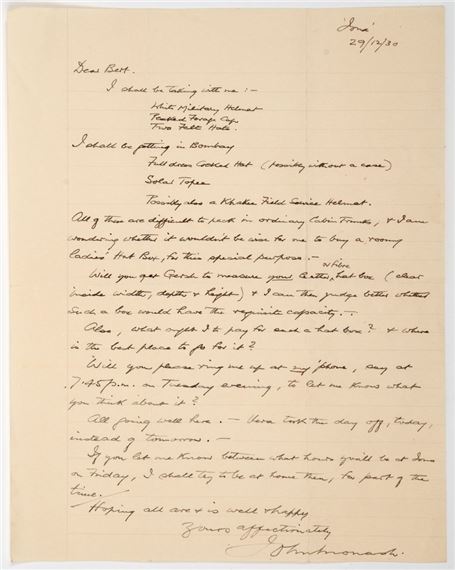 John Monash | A HAND-WRITTEN LETTER FROM MONASH TO HIS DAUGHTER, BERTHA ...
