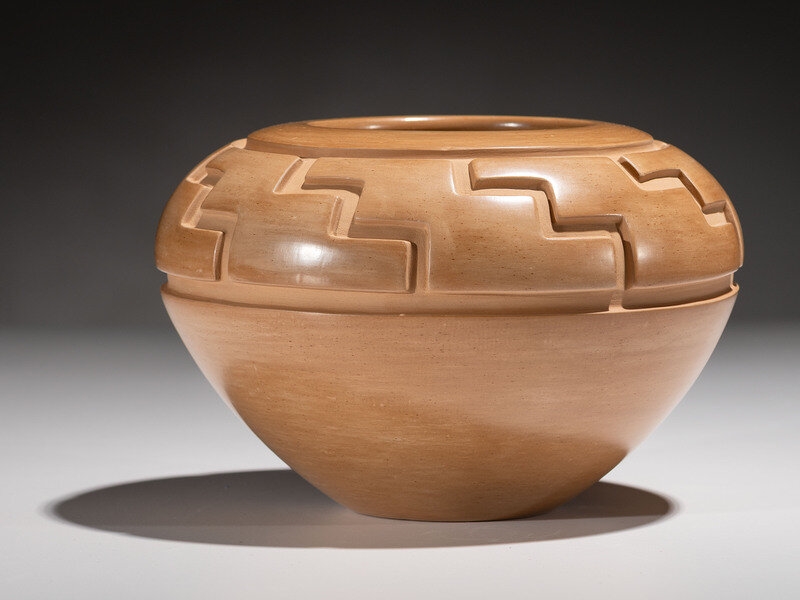 Toni Roller | Carved Buffware Pottery Jar | MutualArt