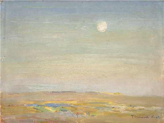 Florence Hess | Landscape with figures and a full moon (1919) | MutualArt