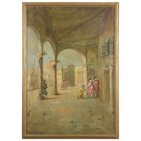 Italian School, 18th Century | Sotto Portico Veneziano con Macchiette ...