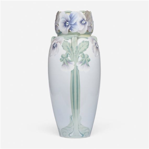 Algot Eriksson | Monumental reticulated vase with pansies (1900 ...