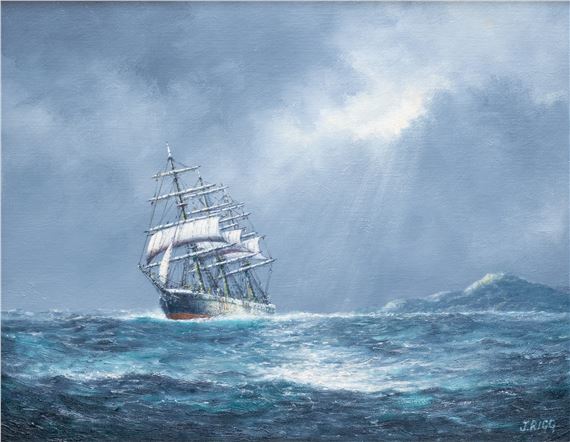 Jack Rigg | Marinescape with masted ship | MutualArt