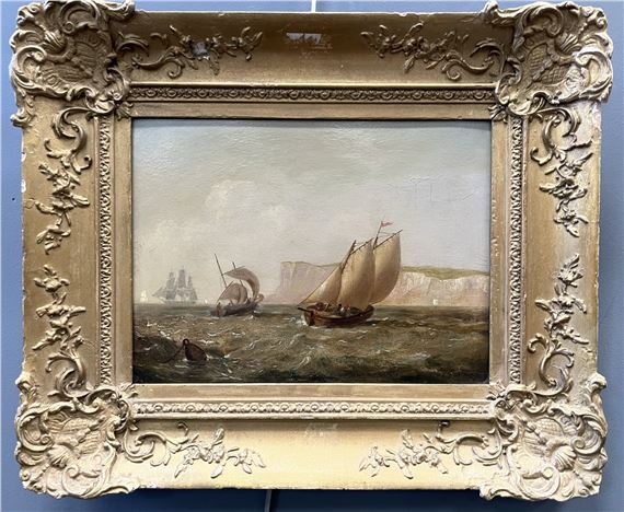 Moore John | Shipping off the coast with cliffs beyond | Compare ...