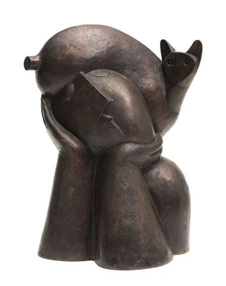 Peter Harskamp | Man with cat (2001) | MutualArt