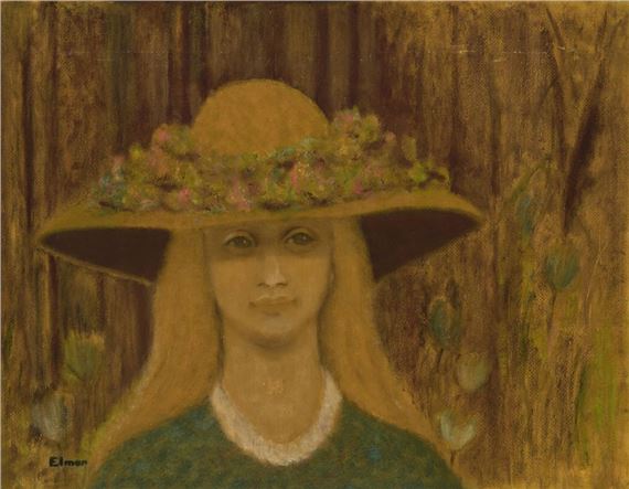 Elmer Needham | Portrait of a Girl in a Hat | MutualArt
