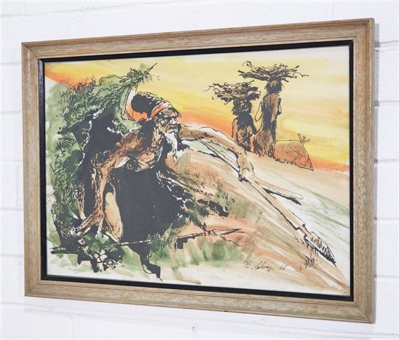 Maloney Brian | Aboriginal Group at Sunset (1968) | Artwork performance ...