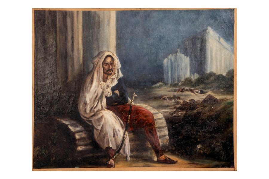 J. P. Fortin | Man on a column at the entrance to a temple Shipwrecked ...