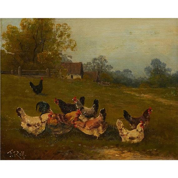F. Rolf | Farmyard with Fowls (Early 20th Century) | MutualArt