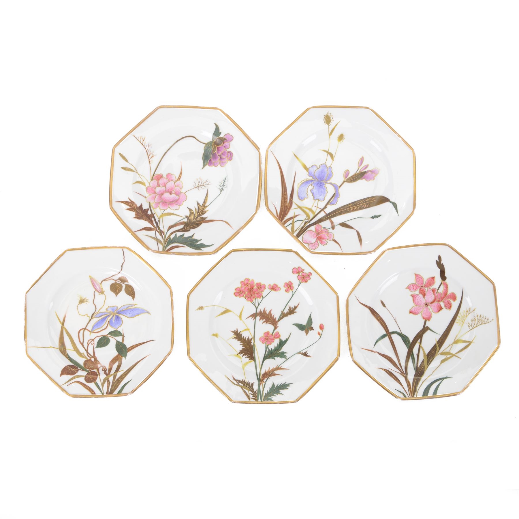 James T. Callowhill | Five mid/late 19th century Worcester plates ...