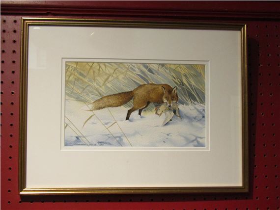Jonathan Yule | A watercolour of fox with catch in its mouth (1987 ...
