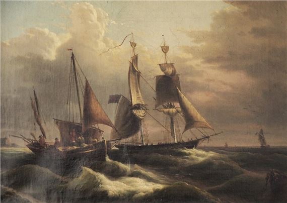 Carl Eduard Onken | Zwei Segelschiffe auf bewegter See | MutualArt