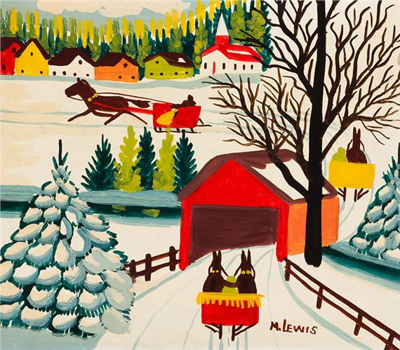 Maud Lewis | Covered Bridge in Winter | MutualArt