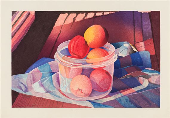 Mary Frances Pratt | Peaches in a Plastic Pot (1995) | MutualArt