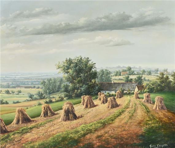 Gies Cosyns | Landscape with haystacks | MutualArt