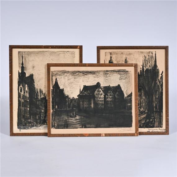 Albert Servaes 3 Charcoal Drawings With German Views 1934 Mutualart 5240