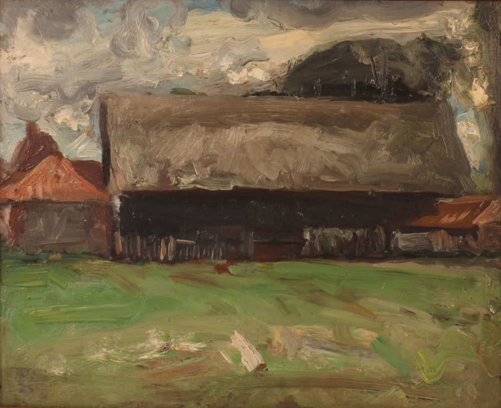 Harry Becker | study of a farmhouse and barn | MutualArt