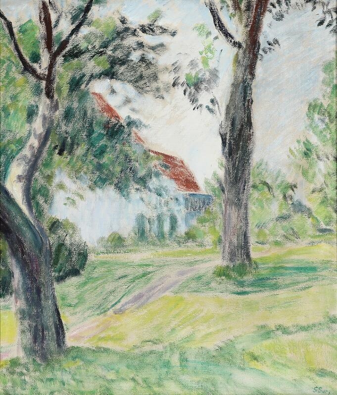Sigurd Swane | Motif with trees and church in the background | MutualArt