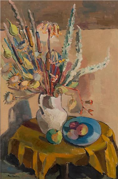 Mimi Toerien | STILL LIFE WITH FLOWERS AND PEACHES | MutualArt