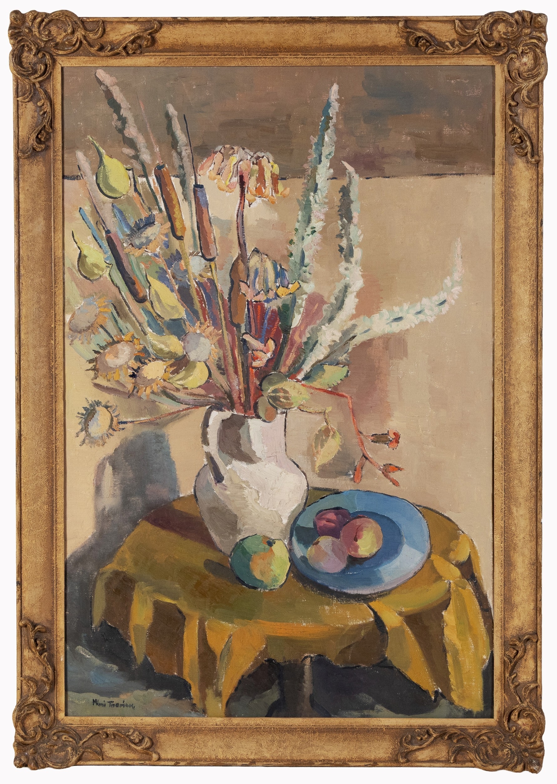 Mimi Toerien | STILL LIFE WITH FLOWERS AND PEACHES | MutualArt