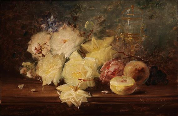 Max Carlier | Still life with roses and fruit | MutualArt