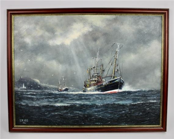 Jack Rigg | A Fishing Trawler in Rough Seas (1992) | MutualArt
