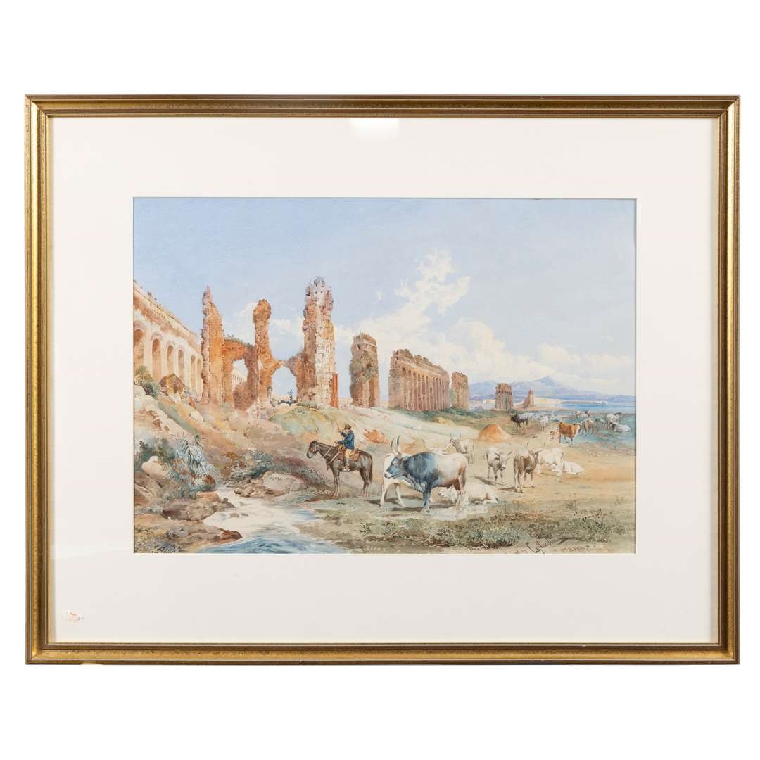 Arthur John Strutt | ITALIAN CAMPAGNA WITH ACQUEDUCT AND RUINS | MutualArt