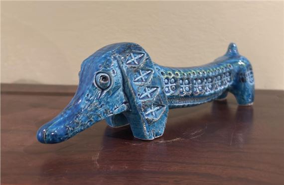Bitossi | Blue Glazed Ceramic Dachshund (Circa 2000) | MutualArt