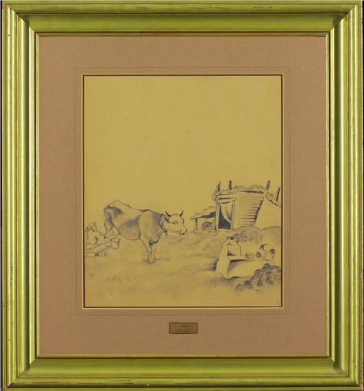 Issachar Ryback | On the farm (Circa 1920s) | MutualArt