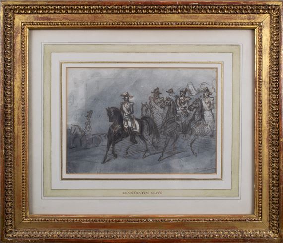 Constantin Guys | Napoleon III and officers on horseback | MutualArt
