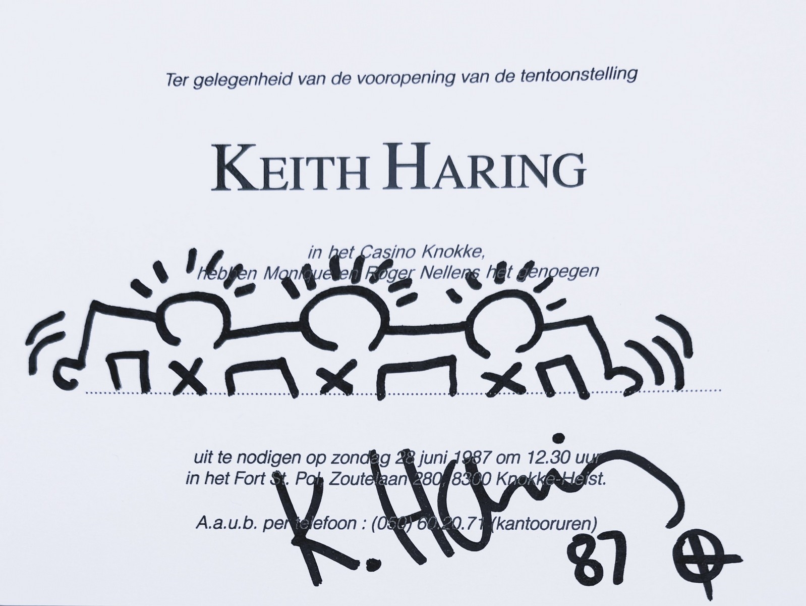 Keith Haring | Drawing on invitation card for the exhibition 'Keith ...