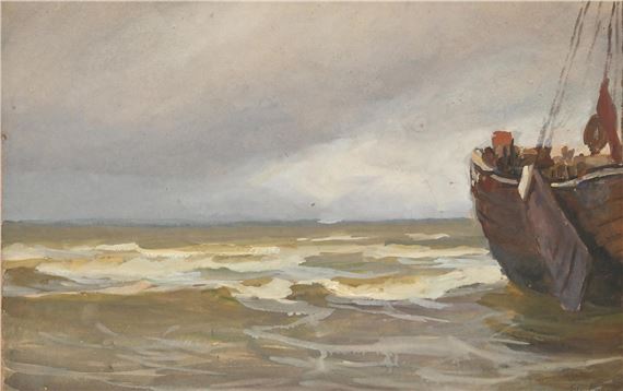 Edgard Farasyn | Platbodem op een water | MutualArt