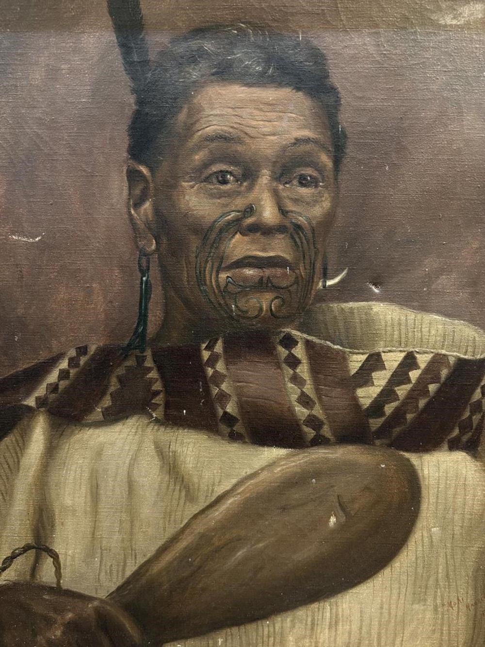 Maori Chief | Old Signed Maori Chief Mohi Turei Oil on Canvas | MutualArt