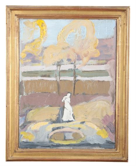 Helen Lessore | Garden Statue in Spring | MutualArt