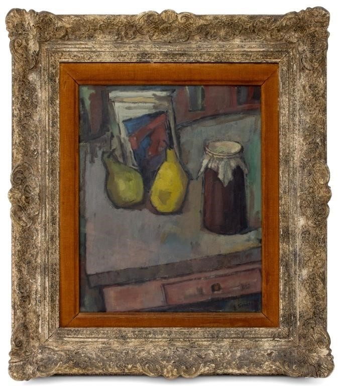 George Rene Sinicki | Still Life Scene of Pears and Jar | MutualArt