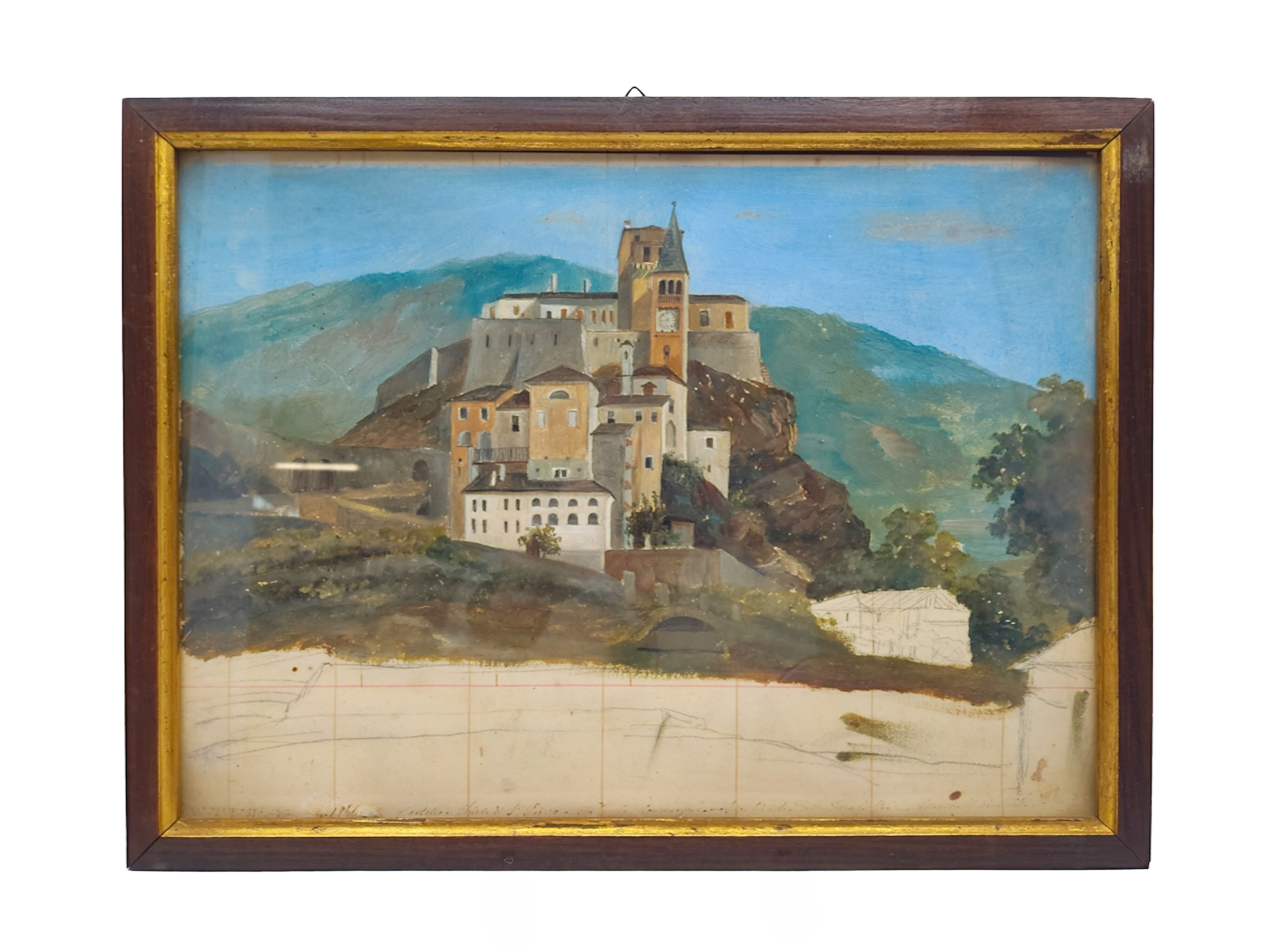 Walter Teodoro Bosio | Veduta dal vero del castello e della chiesa di ...