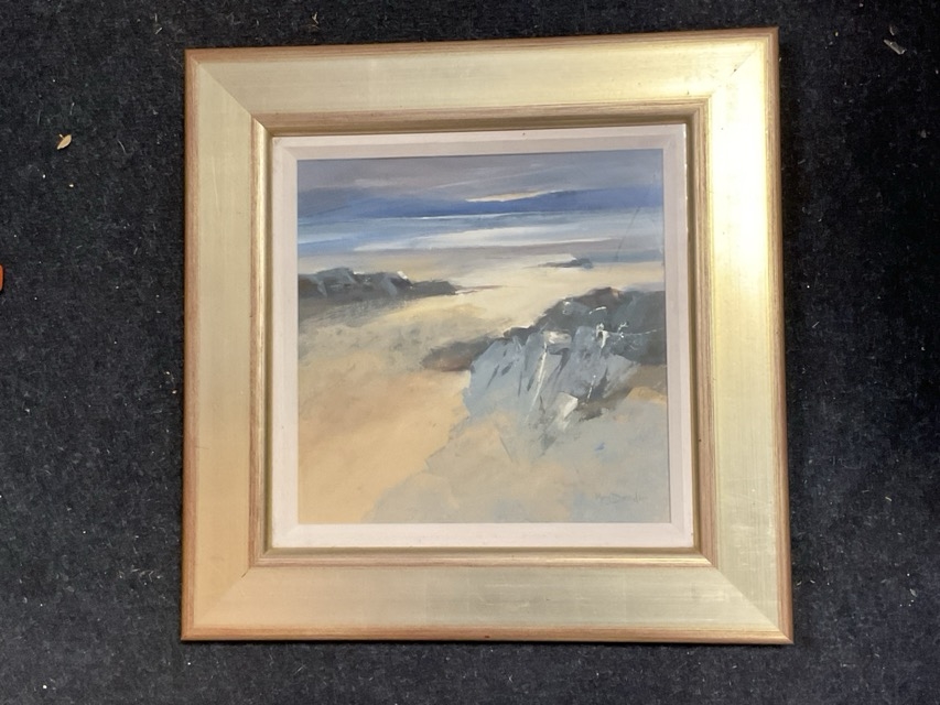 Mary Davidson | coastal view with rocks & beach | MutualArt