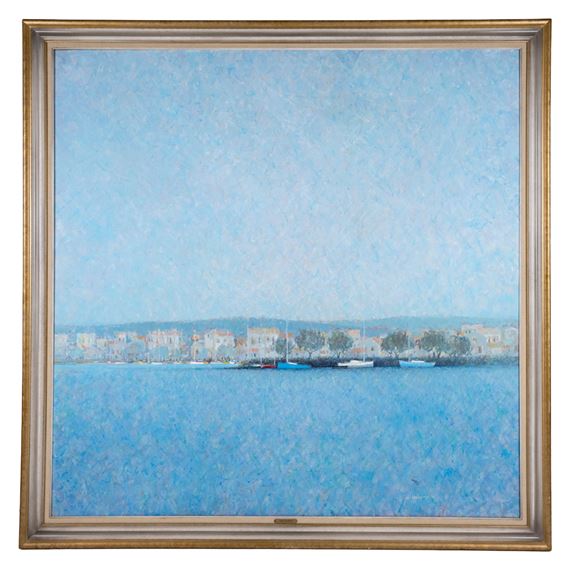 Andre Bourrie | A serene harbor scene by André Bourrié, master of ...