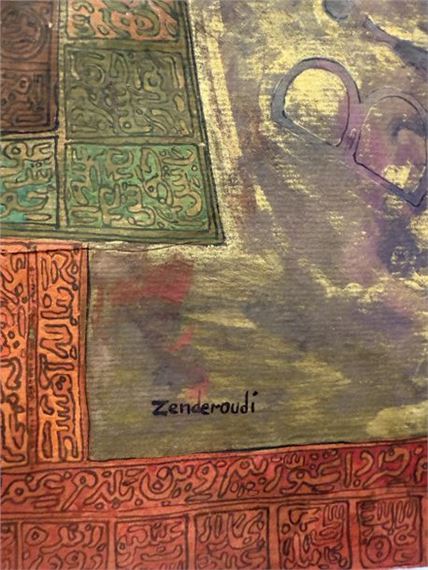 Hossein Zenderoudi | Big boy - bird with golden eyes (1962) | MutualArt